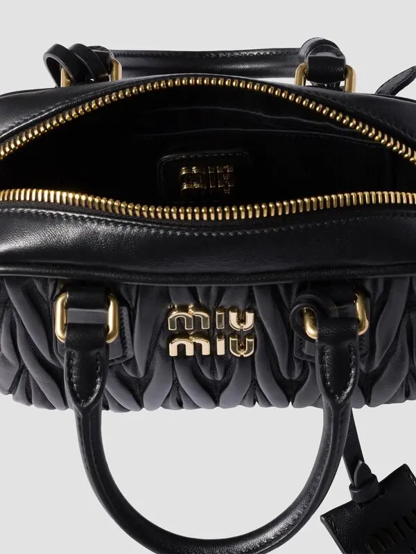 Miu Miu Arcadie Matelassé Nappa Leather Bag - Black
