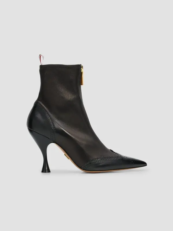 Thom Browne 90mm Wingtip Leather Booties - Black