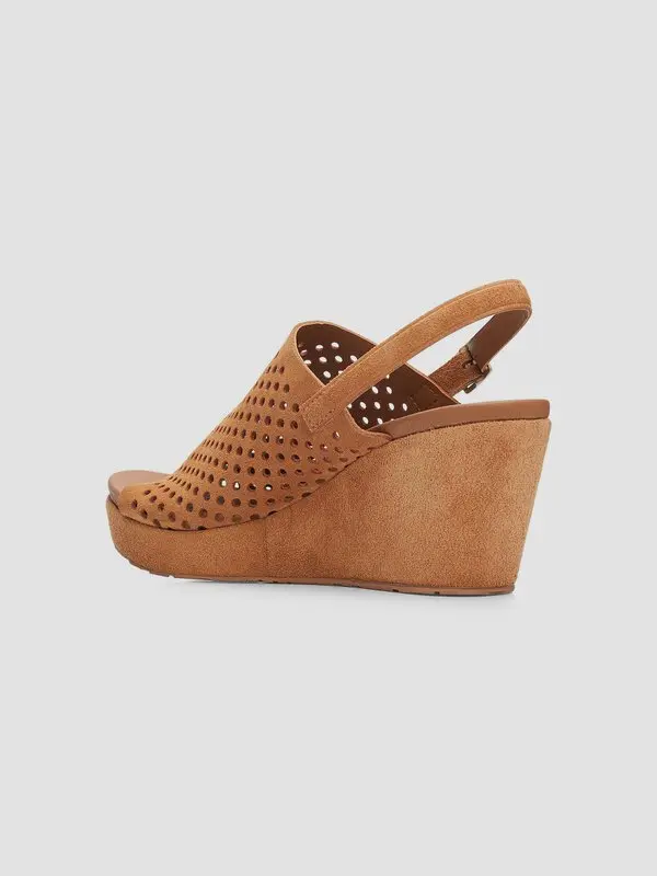 PEDRO GARCIA Alvara Perforated 65mm Suede Wedge Mules - Adobe Castoro