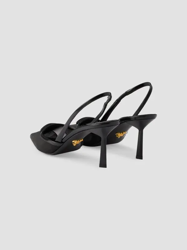 Prada Mesh 75mm Fabric Slingback Pumps