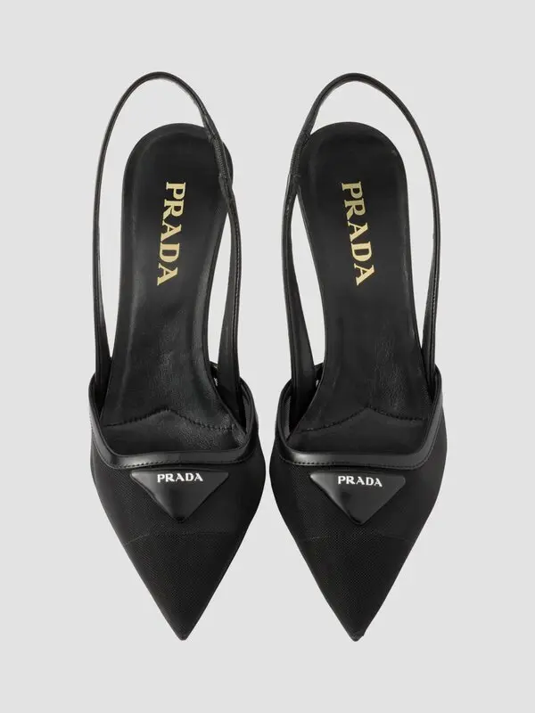 Prada Mesh 75mm Fabric Slingback Pumps