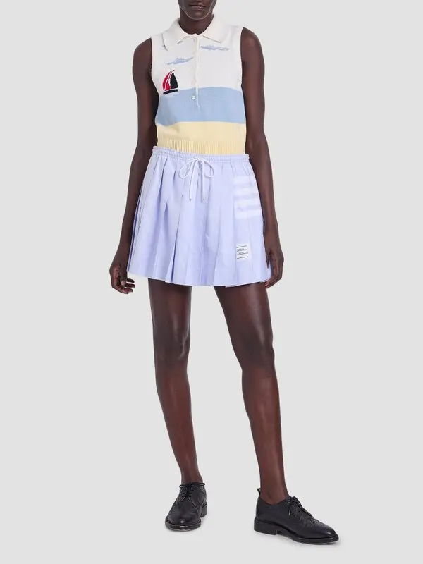 Thom Browne Embroidered Nantucket Intarsia Sleeveless Polo Sweater