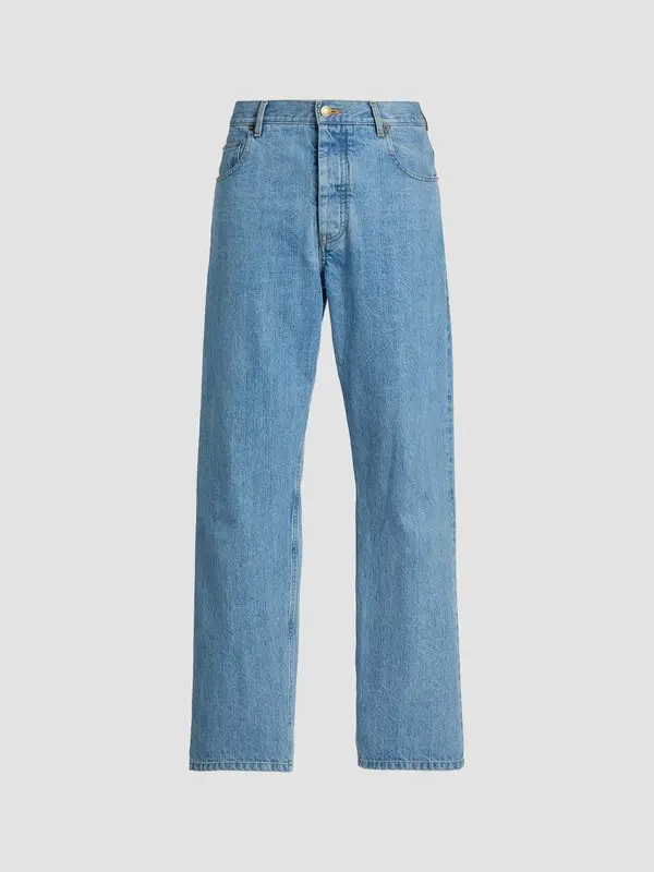 Thom Browne Washed Selvedge Denim Straight-leg Jeans - Light Blue