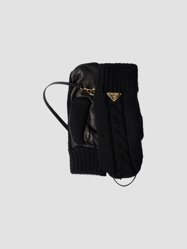 Prada Wool And Nappa Leather Mittens