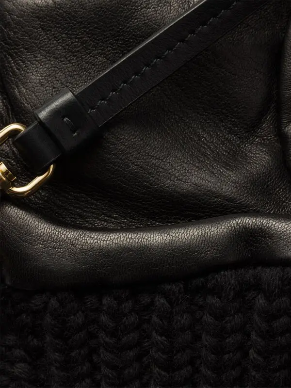 Prada Wool And Nappa Leather Mittens