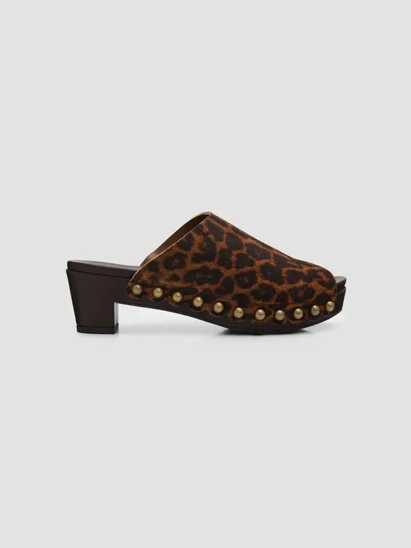PEDRO GARCIA Nain 65mm Studded Leopard-printed Suede Clogs