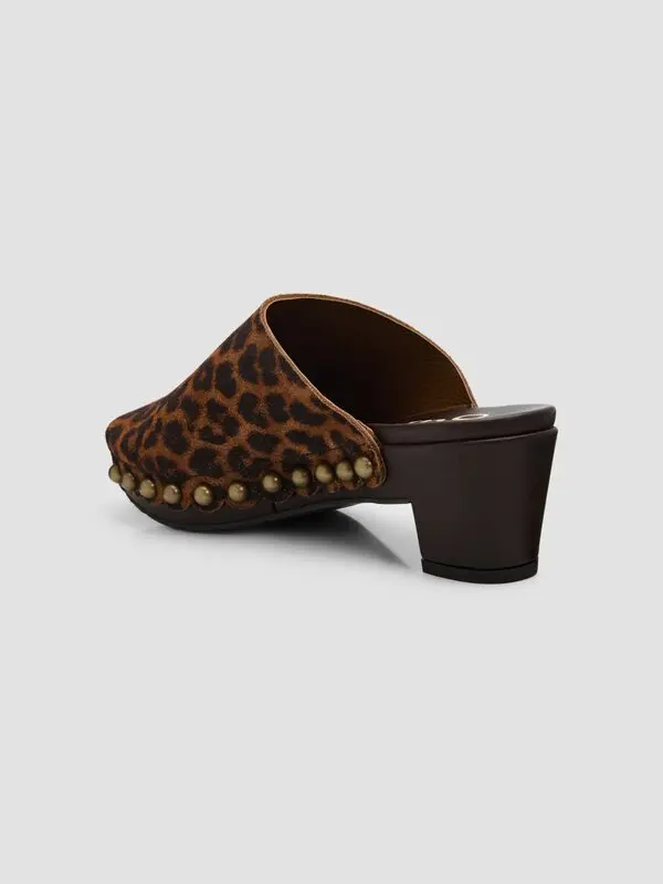 PEDRO GARCIA Nain 65mm Studded Leopard-printed Suede Clogs