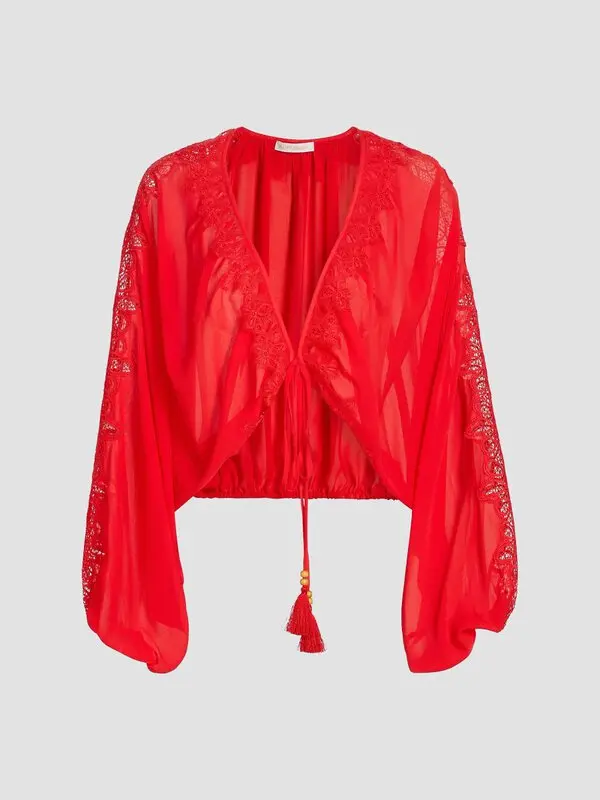 Ramy Brook Angie V-neck Blouse - Flame