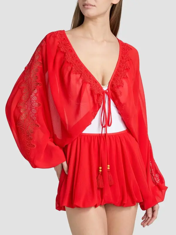 Ramy Brook Angie V-neck Blouse - Flame
