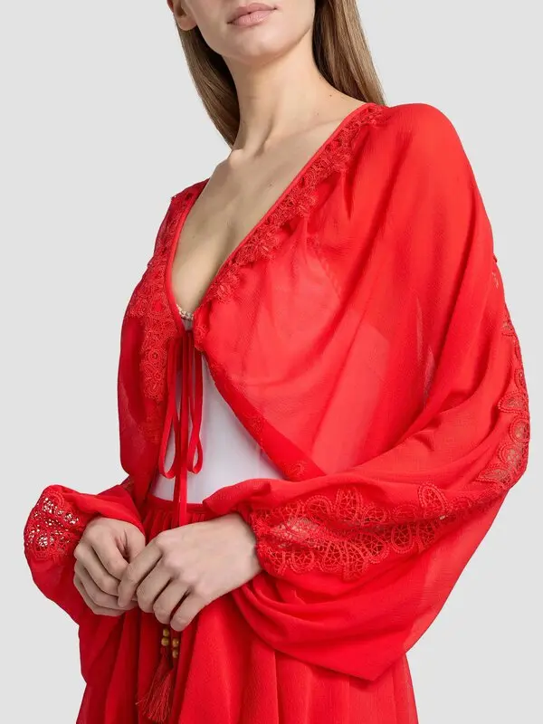 Ramy Brook Angie V-neck Blouse - Flame