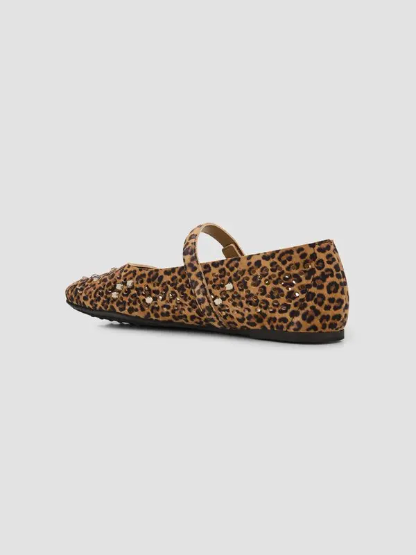 PEDRO GARCIA Anica Leopard Print Suede Mary Janes