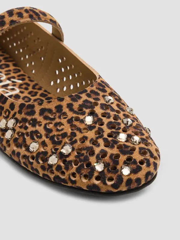 PEDRO GARCIA Anica Leopard Print Suede Mary Janes