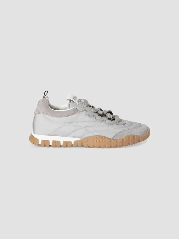 Miu Miu Tyre Technical Fabric And Suede Sneakers - Grey