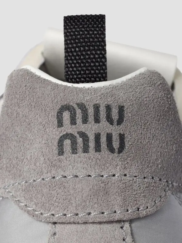 Miu Miu Tyre Technical Fabric And Suede Sneakers - Grey