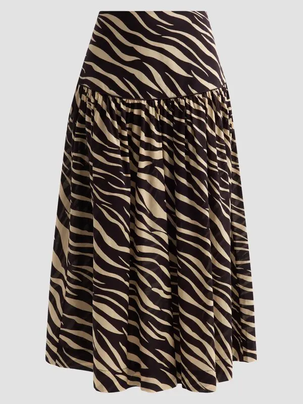 Ronny Kobo Feyre -striped Drop-waist Skirt - Zebra