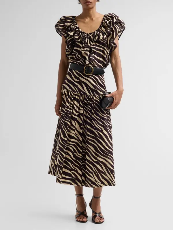 Ronny Kobo Feyre -striped Drop-waist Skirt
