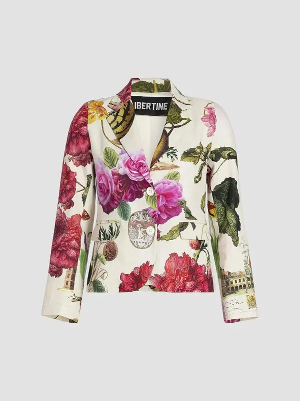 Libertine Hollyhock Linen Classic Jacket - Cream Multi