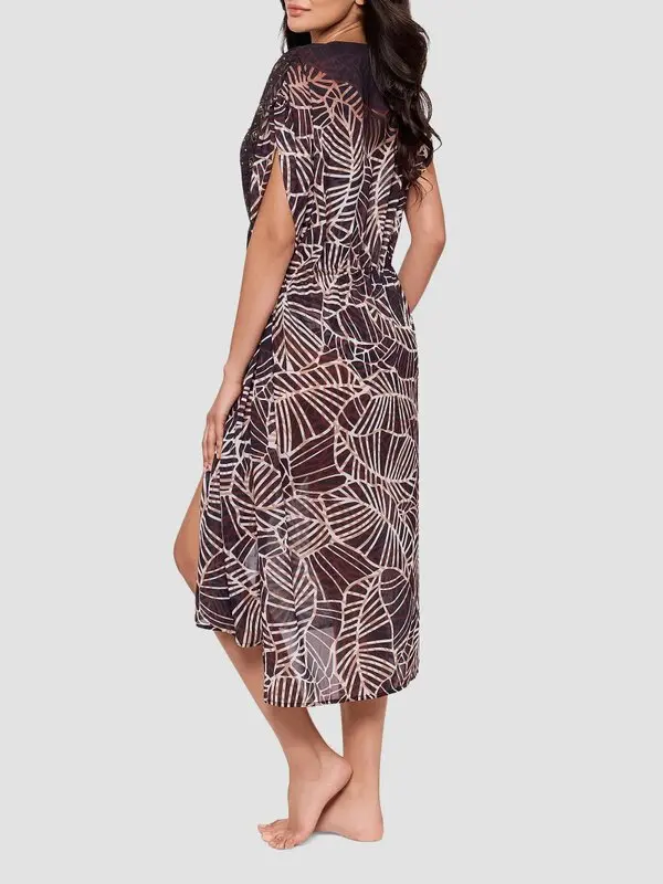 Miraclesuit Lets Be Fronds Leaf-print Kimono-style Cover-up