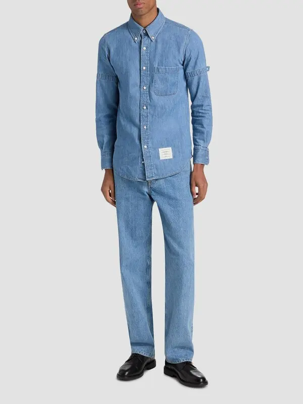 Thom Browne Button-down Cotton Denim Shirt
