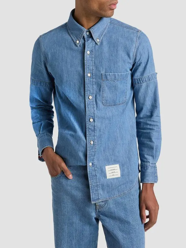 Thom Browne Button-down Cotton Denim Shirt