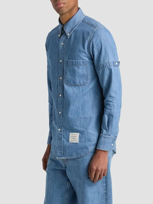 Thom Browne Button-down Cotton Denim Shirt