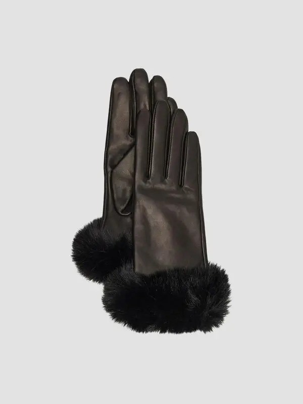Sofia Cashmere Faux-fur Leather Gloves