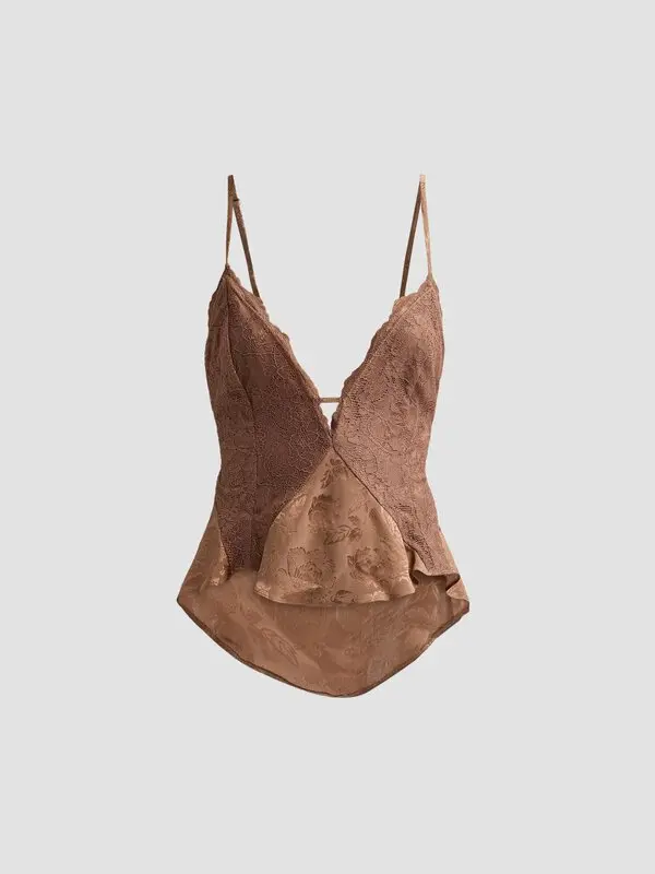 Ronny Kobo Danielle Floral Lace Silk-blend Tank