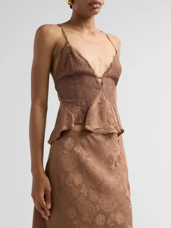 Ronny Kobo Danielle Floral Lace Silk-blend Tank