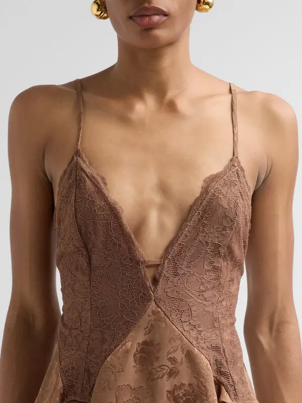 Ronny Kobo Danielle Floral Lace Silk-blend Tank