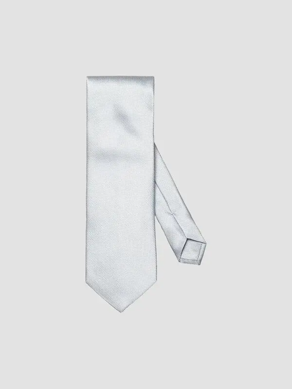 Eton Herringbone Woven Silk Tie - Blue