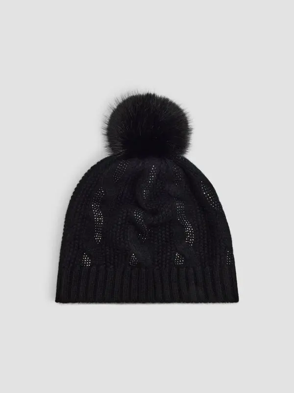 Sofia Cashmere Chunky Cable-knit Cashmere Beanie - Black