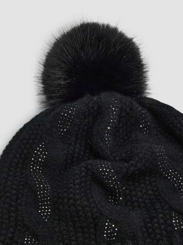 Sofia Cashmere Chunky Cable-knit Cashmere Beanie - Black