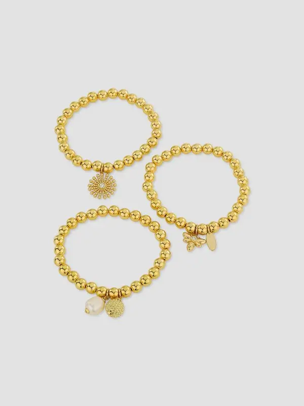 Ramy Brook Medallion Filagree Lina 3-piece Beaded Bracelet Set