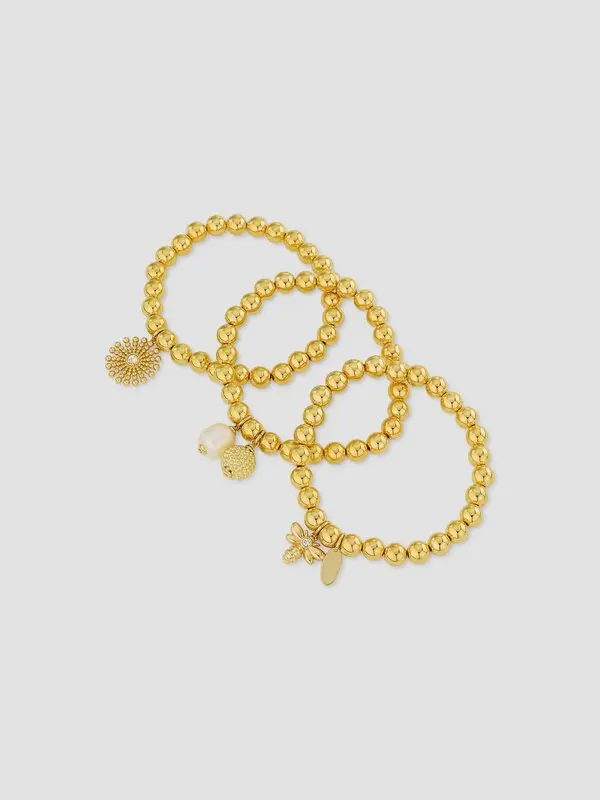Ramy Brook Medallion Filagree Lina 3-piece Beaded Bracelet Set