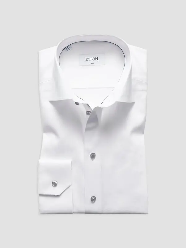 Eton Slim-fit Twill Shirt - White Grey