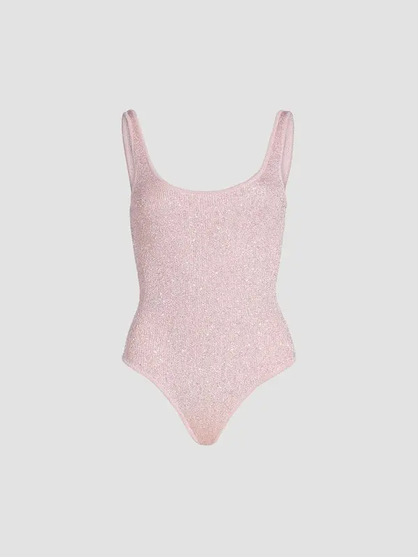 TOCCIN Sheila Sequined Knit Bodysuit - Ballet