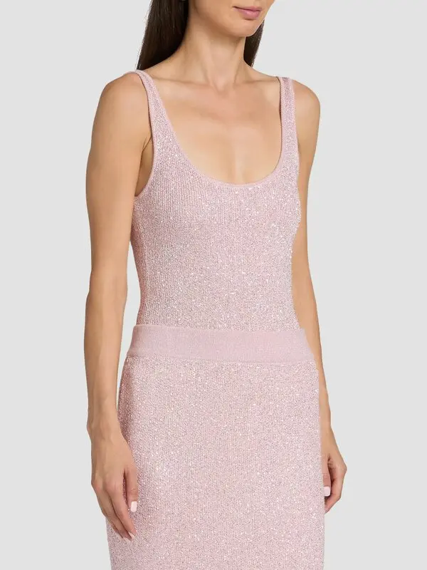 TOCCIN Sheila Sequined Knit Bodysuit - Ballet