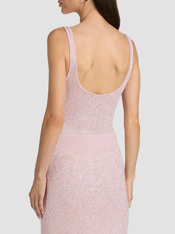TOCCIN Sheila Sequined Knit Bodysuit - Ballet