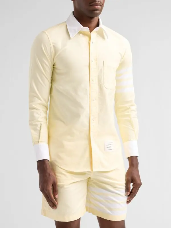 Thom Browne Engineered 4-bar Linen Straight-fit Shirt - Medium Yellow