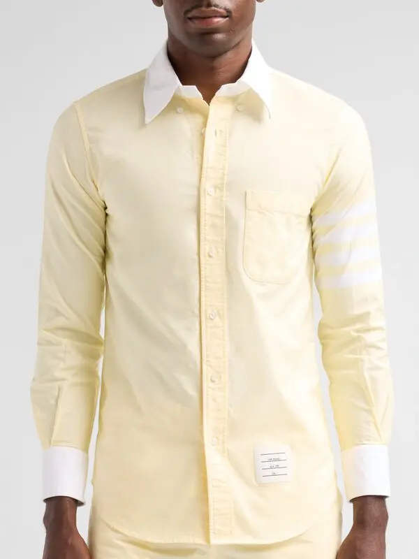 Thom Browne Engineered 4-bar Linen Straight-fit Shirt - Medium Yellow