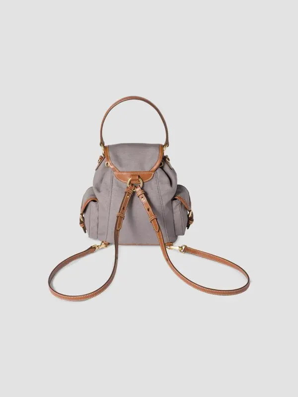 Miu Miu Canvas And Leather Backpack - Grey