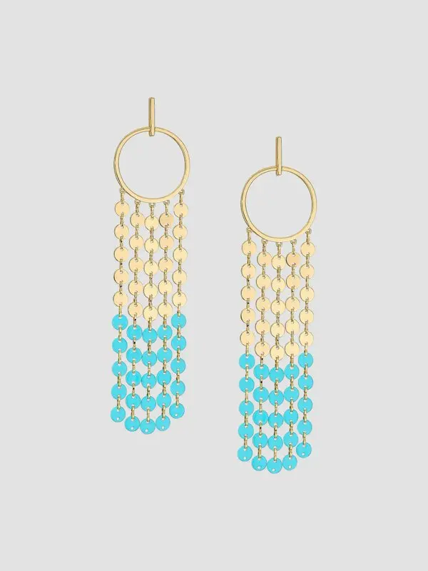 Ramy Brook Enamel Charms Miraya Goldtone Stainless Steel Drop Earrings - Bazaar Blue