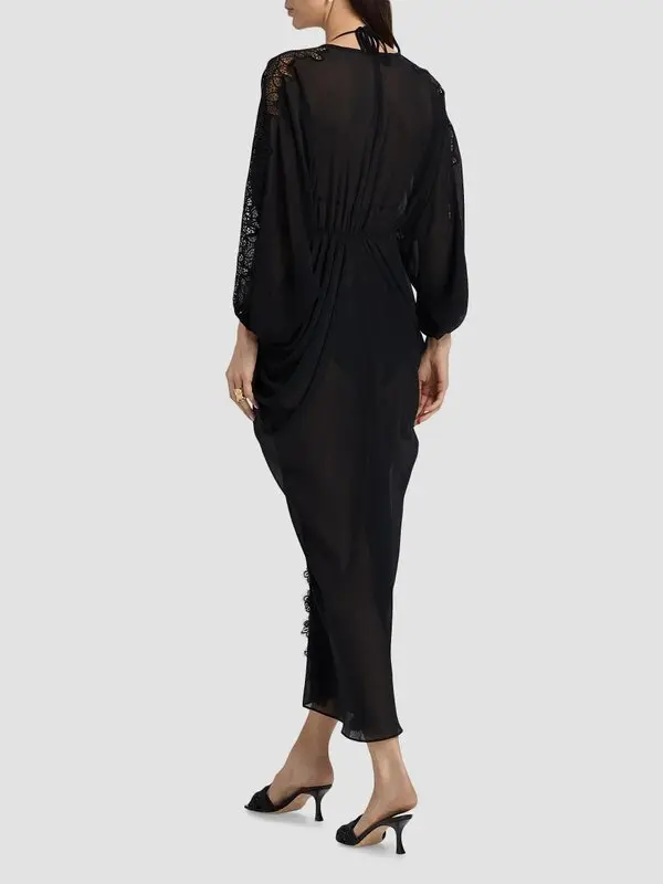 Ramy Brook Bernice Lace-trim V-neck Maxi Dress - Black