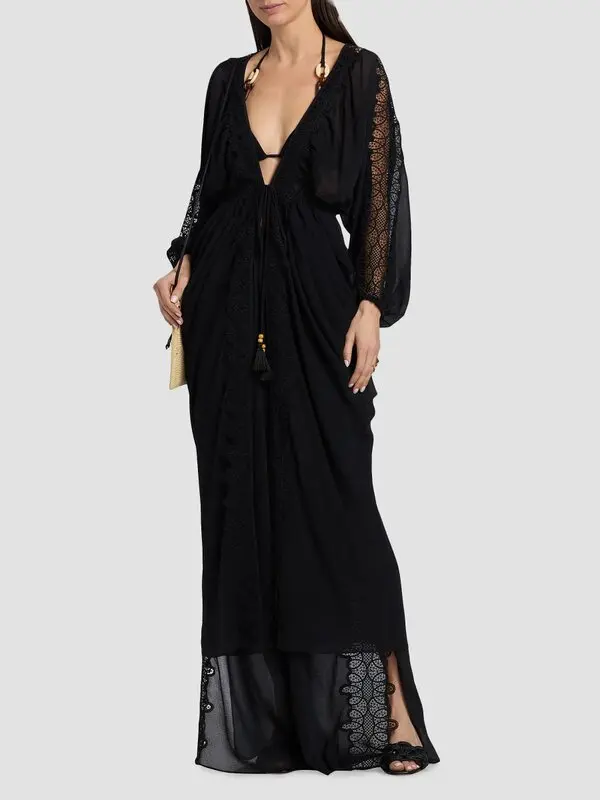 Ramy Brook Bernice Lace-trim V-neck Maxi Dress - Black