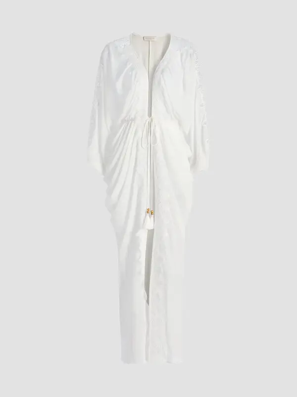 Ramy Brook Bernice Lace-trim V-neck Maxi Dress - White