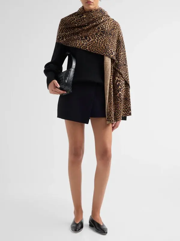 Sofia Cashmere Leopard-print Cashmere Wrap
