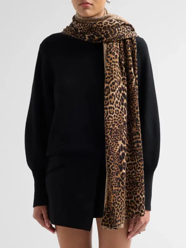 Sofia Cashmere Leopard-print Cashmere Wrap