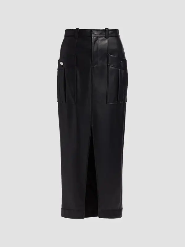 TOCCIN Fallon Faux Leather Cargo Midi-skirt