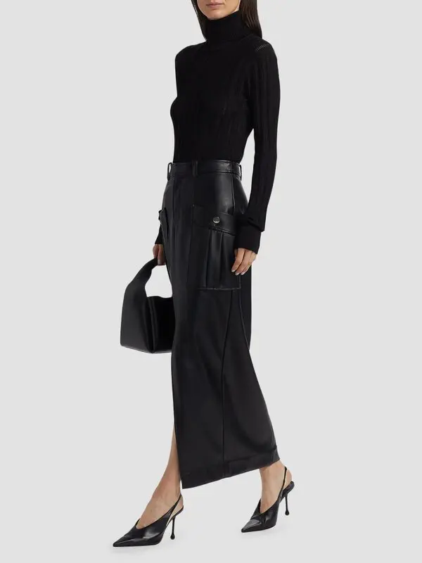 TOCCIN Fallon Faux Leather Cargo Midi-skirt