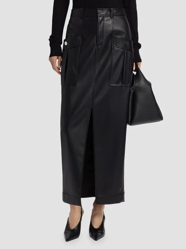 TOCCIN Fallon Faux Leather Cargo Midi-skirt